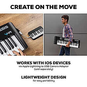 Alesis V49 MKII – USB MIDI Keyboard Controller with 49 Velocity Sensitive Keys, 8 Full Level Pads, Arpeggiator, Pitch/Mod Wheel, Note Repeat and Software Suite