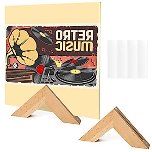TIMCORR Vinyl Record Holder Set : Vinyl Wall Mount for Record Display, Beech Wood Album Shelf with Sticky Transparent Tapes Hanging on the Wall (Beech Wood Set of 2)