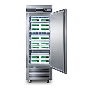 AccuCold AFS23ML 28 Pharmacy Freezer With 23 Cu. Ft. Capacity Forced Air Cooling Temperature Alarm LED Control Panel And Self-Closing Door In Stainless Steel