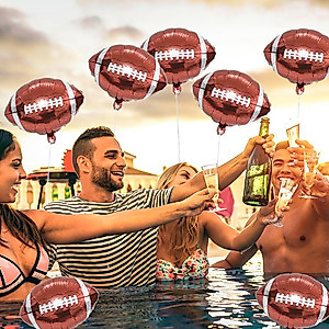 Deermon Super 12 Pack 20 Inches American Football Rugby Mylar Foil Balloons, Sports Themed Brown Football Decoration Party Helium Aluminum Balloon