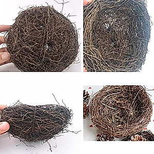4Pack Rattan Bird Nests Handmade Bird Nest Artificial Birds Nest Ornaments for DIY Craft Tree Decoration