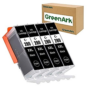 GreenArk Compatible Ink Cartridge Replacement for Canon PGI-280 PGI-280XXL BK Black Ink Tank 4 Pack Black Works for Canon PIXMA TR7520 TR8520 TS9120 TS6120 TS6220 TS8120 TS8220 TS9520 TS9521C Printers