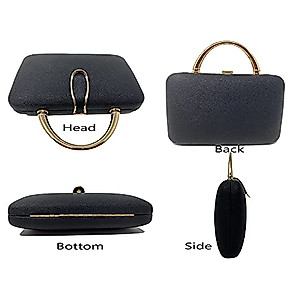 Cirilla Women PU Evening Bag Clutch Purse Crossbody Bag With Handle and Detachable Chain Strap for Wedding Cocktail Party, Banquet (Black)