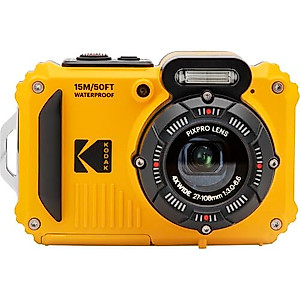 KODAK PIXPRO WPZ2 Waterproof Digital Camera Bundle, Includes: SanDisk 64GB MicroSD Memory Card, Spare Battery and More (6 Items) (Yellow)