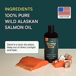 Wuffes Wild Alaskan Salmon Oil for Dogs - Natural EPA & DHA Fatty Acids and Omega 3 for Canines, Healthy Skin and Coat, Joint Support, Reduced Allergic Response - 100% Pure Fish Oil for Pets - 16 Oz
