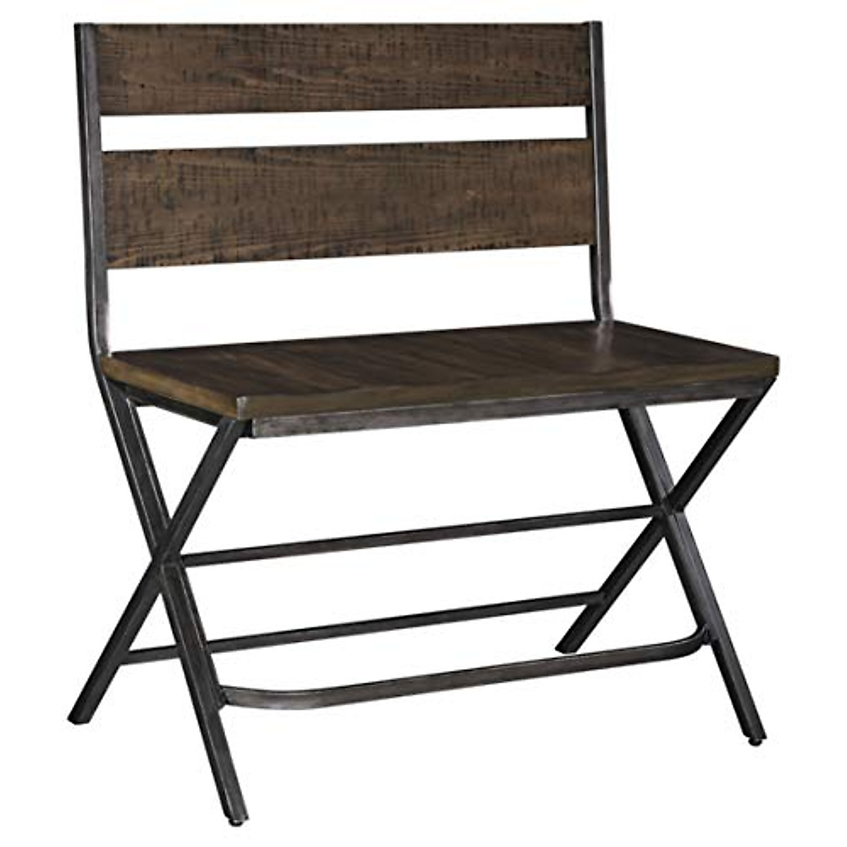 Signature Design by Ashley Kavara Industrial Farmhouse 24" Distressed Double Barstool, Dark Brown
