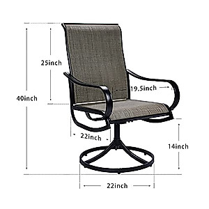 Bigroof Patio Swivel Chairs Metal Mesh Dining Chairs Set of 2 with Textilene Fabric, Outdoor Garden Backyard Lawn Furniture Rocker Chair, Grey