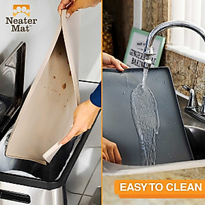 Neater Pet Brands Neater Mat - Waterproof Silicone Pet Bowls Mat - Protect Floors from Food & Water (Gunmetal, 24" x 16" Silicone)