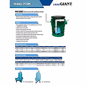 Little Giant WCR-9SS 115 Volt, 4/10 HP, 4800 GPH Sewage/Effluent/Wastewater Collection and Removal System, Steel Cover, Green/Blue, 509082