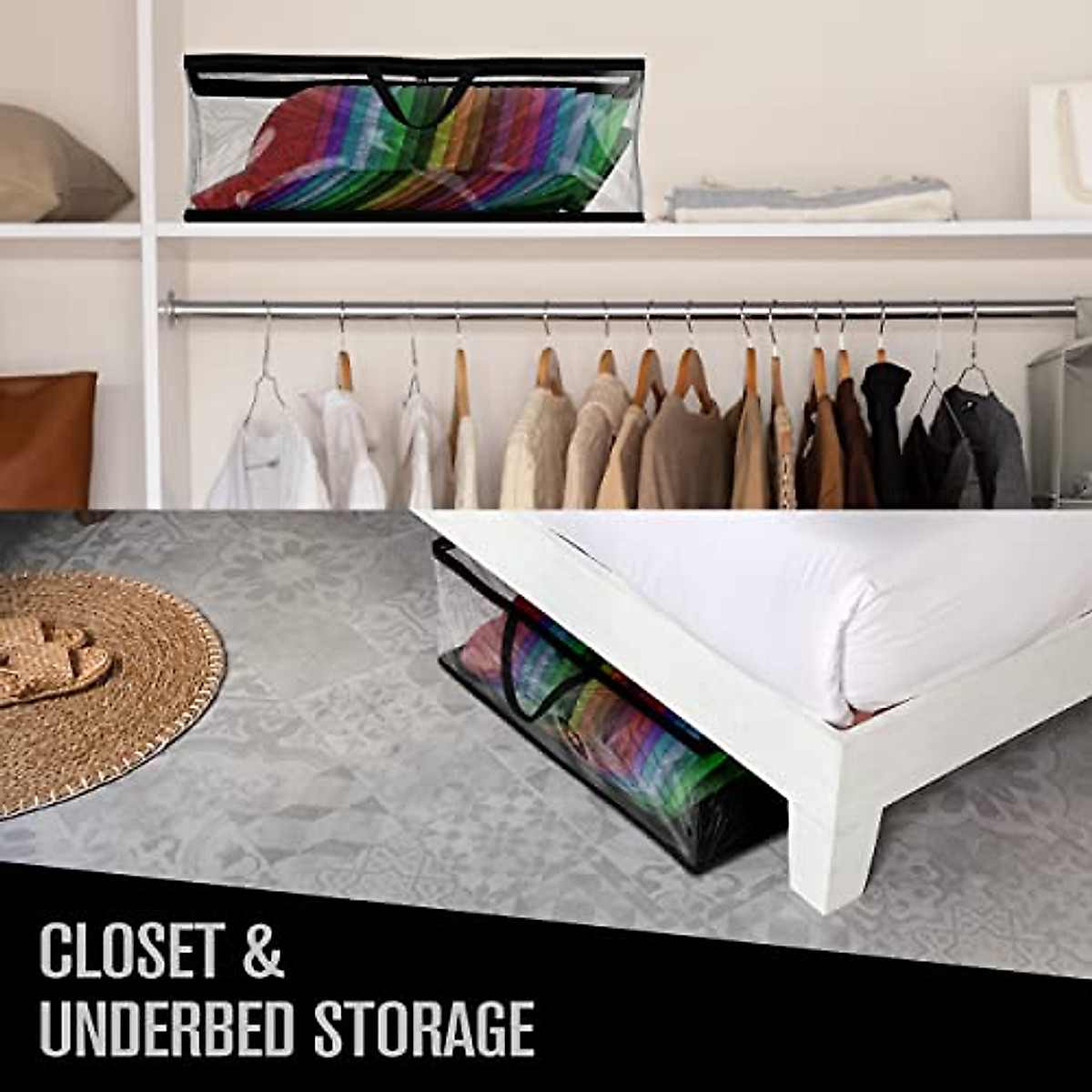 Houseables Baseball Cap Storage Bag, Hat Organizer Case, 23" x 6" x 8", Clear Plastic, Caps Holder, Moisture & Dust Proof, Black Handles, Box w/Zipper Closure, Stores & Racks 22 Hats, Dirt Protection