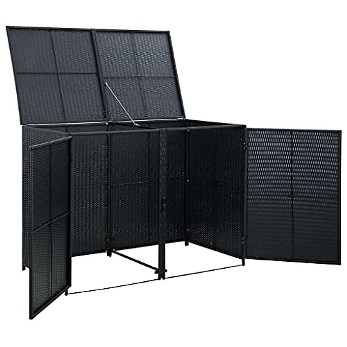 Outdoor Wheelie Storage Shed for Garbage, Garden Tools, Fire Wood, Bin Shed Poly Rattan Black 58.3"x31.5"x43.7"