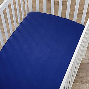 American Baby Company 100% Natural Cotton Percale Fitted Crib Sheet for Standard Crib and Toddler Mattresses, Royal, Soft Breathable, for Boys