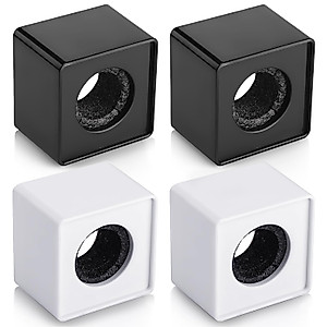 Facmogu 4PCS Black & White Microphone Flag Station, Portable Square Cube Shaped Interview Mic Flag Station with Foam, Microphone Flag Microphone Accessories for Interview KTV Reporter Host