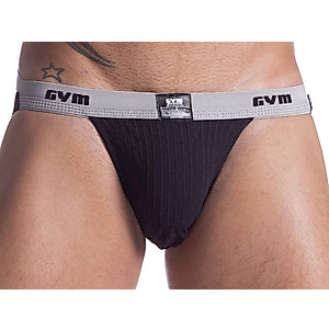 GYM 1" Waistband Swim/Run Jockstrap (XXX-Large, Black)