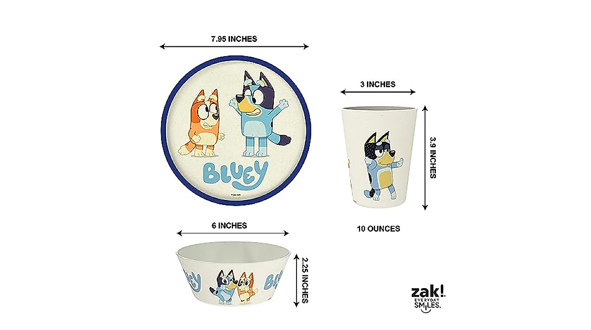 Zak Designs Bluey Kids Dinnerware Set – Fun & Durable