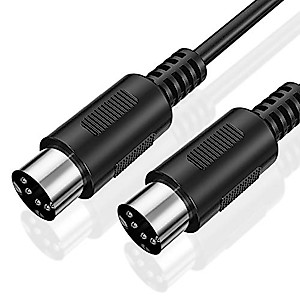 5 Din Midi Cable, Ancable 1-Feet 5 Pin Din Male to Male Plug Midi Cables with Molded Connector Housing Compatible with Piano Keyboard