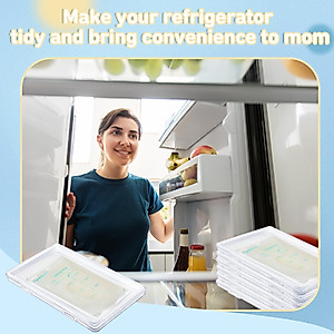 Hushee 12 Pcs Clear Flat Breast Milk Freezer Storage Organizer Space Saving Breastmilk Storage Breastmilk Freezer Tray Breastfeeding Bag Organization, 7.87 x 4.72 x 0.67 in