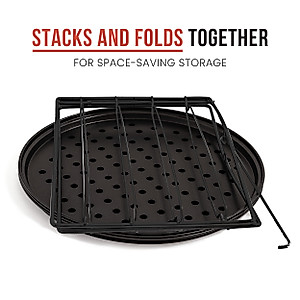 Chef Pomodoro Pizza Baking Set with 3 Pizza Pans & Pizza Rack, 13-Inch, Non-stick Pizza Stand & Pizza Tray for Oven, Grill, Pizza Pan with Holes, Perforated Pizza Pan for Oven, Barbeque