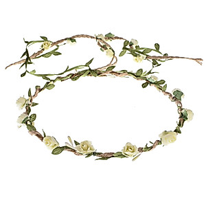 DDazzling Flower Crown Floral Wreath Headband Floral Garland Headbands photo props (Ivory)
