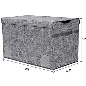 VICTOR'S Foldable Large Toy Chest with Flip-Top Lid, Decorative Holders Storage Boxes Container Bins with Durable Handles for Home Organization(C-TBX-DARK-GREY)