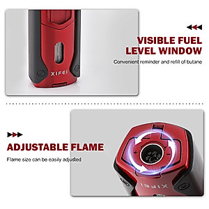 XIFEI Cigar Lighter Jet Flame Refillable Butane Lighter with Cigar Punch (Grey)