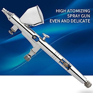 RJ-Global Airbrush Kit Dual Action Spray Gun, Air Brush for Painting Set with 0.3, 0.2, 0.5mm Needles/Nozzles/Air Cap, 1/3 oz Paint Cup, Air Hose, for Tattoo Nail, Makeup, Model, Art Hobby Painting