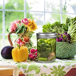 eleganttime Wide Mouth Mason Jars 16 oz,12 Pack Canning Jars with Lids,Airtight Container Glass Jars for Candles,Home Decor,Overnight Oats,Fruit Preserves,Jam or Jelly