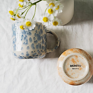 MONITO 12 OZ Coffee Mugs Set of 4, Large Ceramic Coffee Mugs，Modern Coffee Mugs Set with handle for Tea/Latte/Cappuccino/Milk/Cocoa, Funny Tea Cups for Office and Home, Engagement Gifts (12 oz)