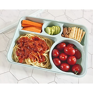carrotez Portion Control Plate, Microwave Food Storage Tray, 5 Compartment Divided Plate with Lid, Top Rack Dishwasher Safe, BPA Free