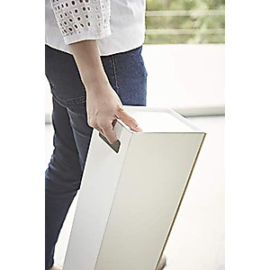 YAMAZAKI Home Dispenser-Bathroom Storage Holder Stand | Steel + Wood | Tall | Toilet Paper Stocker, Ash