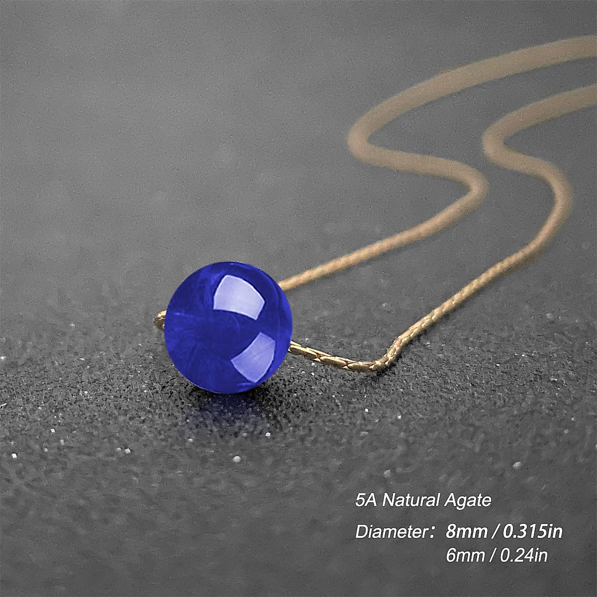 8mm/10mm Floating Genuine Natural Agate Cat Eyes Moonstone Turquoise Stone Bead Necklace for Women Teen Girls, Silver, quartzite