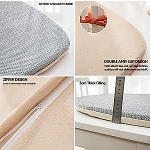 Dining Chair Cushion with Ties,Kitchen Dining Chair Pad and Seat Cushion with Zipper,1/2/4 Packs Chair Cushion for Dining Chairs Washable&Removable ( Color : Light Gray , Size : Set of 2 )
