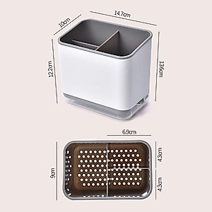 AKOAK 1 Pack Chopstick Holder - Cutlery Storage Box, Sink Cutlery/Spoon/Knife/Fork 3 Compartment with Drain Pipe Ideal Kitchen Organizer