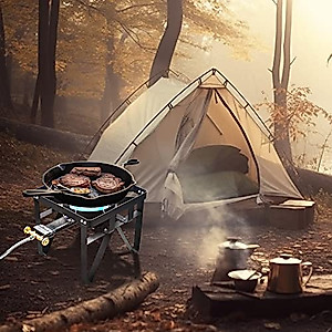 Vivicreate 185000 BTU Super Heavy Duty Square Outdoor Propane Gas Camping Range Camp Hiking Garden Grill Side Burner Stove Fish Turkey Fryer Estufa