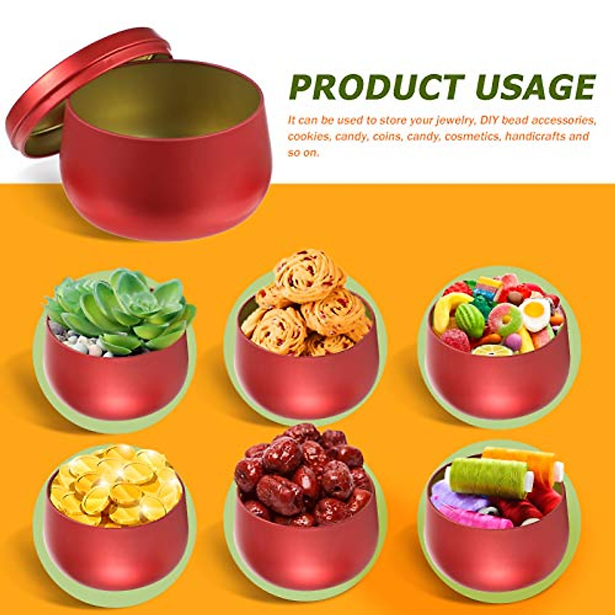8pcs Candle Tin,metal Candle Tins for Candle Making, Crafts, and Candy Storing (Red) Airtight Cookie Food Containers Food Container
