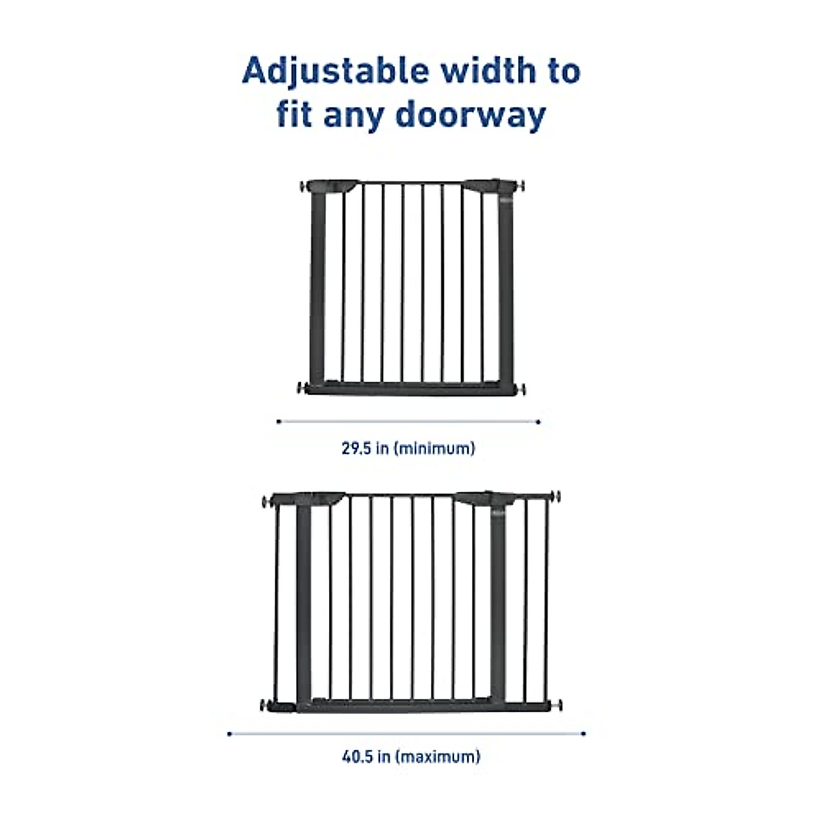 Graco BabySteps Walk-Thru Metal Safety Gate (Gray) - Pressure-Mounted Baby Gate for Doorway, Expands from 29.5-40.5 Inches, 29.5 Inches Tall, Includes 3 Extensions, Perfect for Children, Pet-Friendly