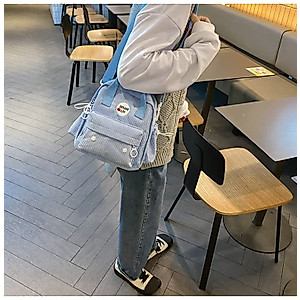 Kawaii Mini Backpack for Girls Corduroy Cute Backpack Purse for Women Y2k Shoulder Bag Fairy Aesthetic School Supplies (Blue, One Size)