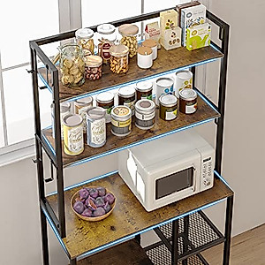 EnHomee 63" Bakers Rack, 6-Tier Microwave Stand with Shelves, Kitchen Coffee Bar Table, Heavy Duty Storage Shelves with Cabinet, Wide Bakers Rack for Kitchen, Kitchenid Mixer, Air Fryer, Rustic Brown