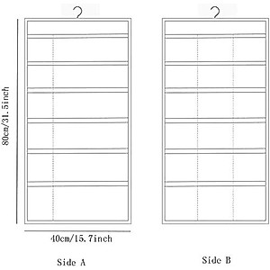 Ovyuzhen Dual-Sided Wall Closet Organizer Hanging with Mesh Pockets for Underwear,Bra,Socks,Accessories with Hanger Metal Hook Wardrobe Storage Bags Oxford Cloth Space Saver