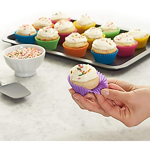 DEVIN0705 Silicone Cupcake Baking Cups 30 pcs, Heavy Duty Silicone Baking Cups, Reusable & Non-stick Muffin Cupcake Liners Holders Set for Party Halloween Christmas Bakery Molds Supplies