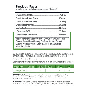 Ketona Daily Calming Chews with Hemp for Dogs, Natural Duck Flavor, Healthy Chewable Supplements That Promote Calming and Relaxation, Natural and Organic Ingredients – 120 Count