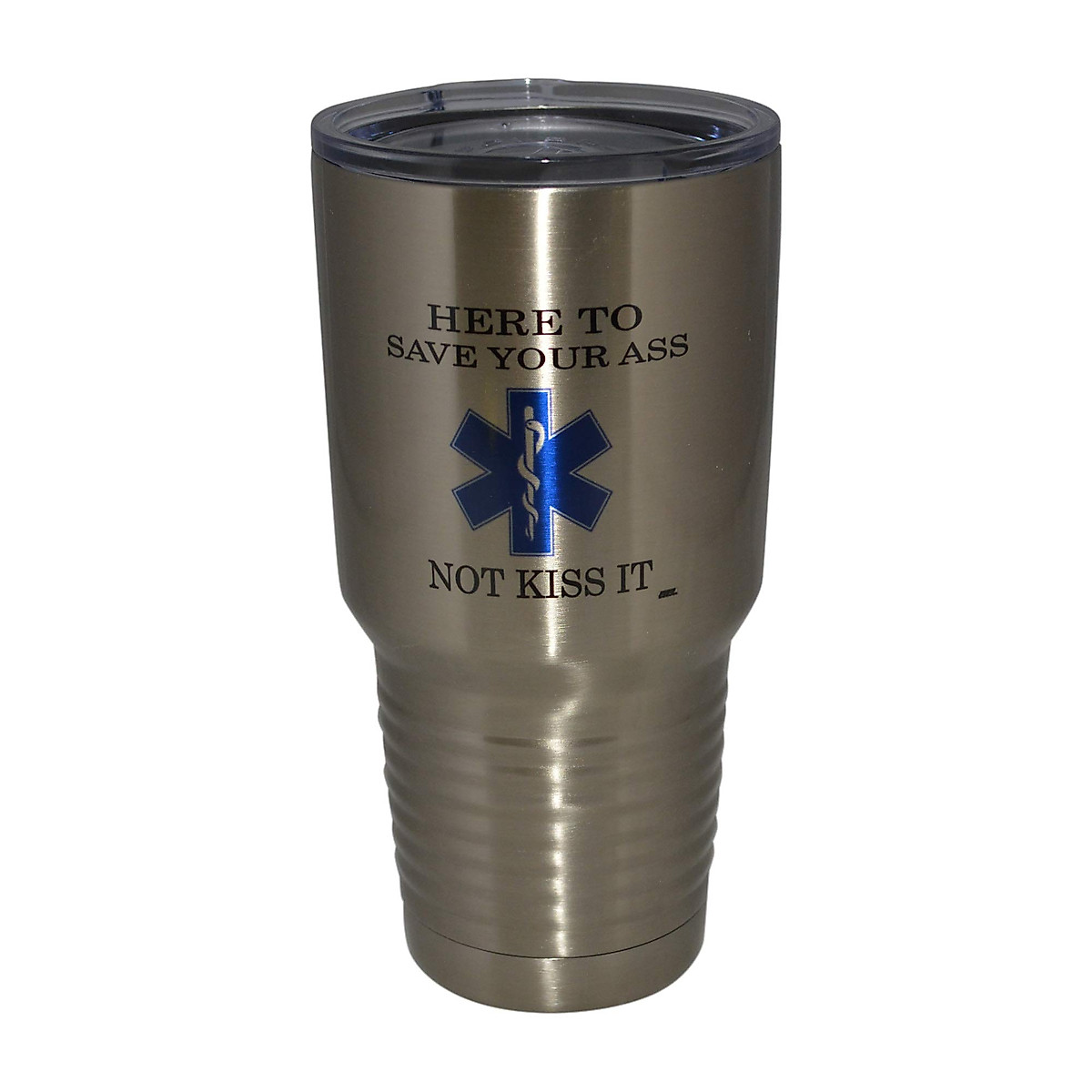 Rogue River Tactical Funny EMT EMS Here to Save Large 30oz Travel Tumbler Mug Cup w/Lid PAramedic Joke Gag Gift