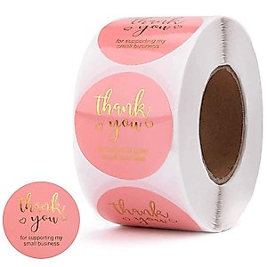Thank You Stickers Labels Seals, JUZIEM Thank You for Supporting My Small Business Sticker Roll, 1" Round Kraft Labels for Greeting Cards, Flower Bouquets, Gift Wraps, Tags, Envelopes