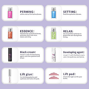 PERMANIA Lash Lift Kit with Black Color, Eyelash & Brow Lamination 4 IN 1 Black Color Make Lash Perm Voluminous and Curl for Salon & Home（Black）