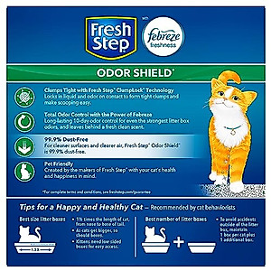 Fresh Step Clumping Cat Litter, Odor Shield, Long Lasting Odor Control Kitty Litter with Activated Charcoal, Low Dust Formula, 14 lb (Pack of 2)