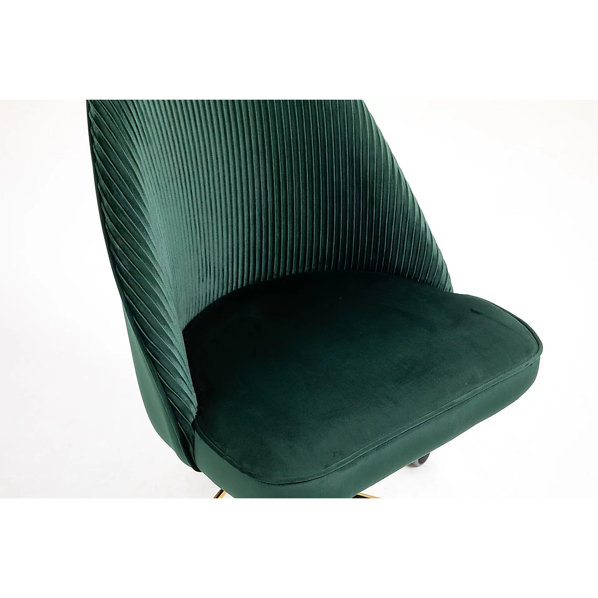 ZOBIDO Comfy Home Office Task Chair with Wheels, Cute Modern Upholstered Velvet Seashell Back Adjustable Swivel Vanity Desk Chair, for Women, for Kids, for Girls, Living Room, Bedroom（Green）