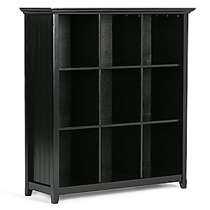 SIMPLIHOME Acadian SOLID WOOD 44 Inch Transitional 9 Cube Bookcase and Storage Unit in Black, For the Living Room, Study Room and Office