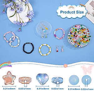 Biuthieny 800 pcs Glass Beads for Jewelry Making,28 Color 8mm Glass Crystal Beads with Glass Star Heart Spacer Beads for Crafts DIY Bracelet Earrings Necklace Making