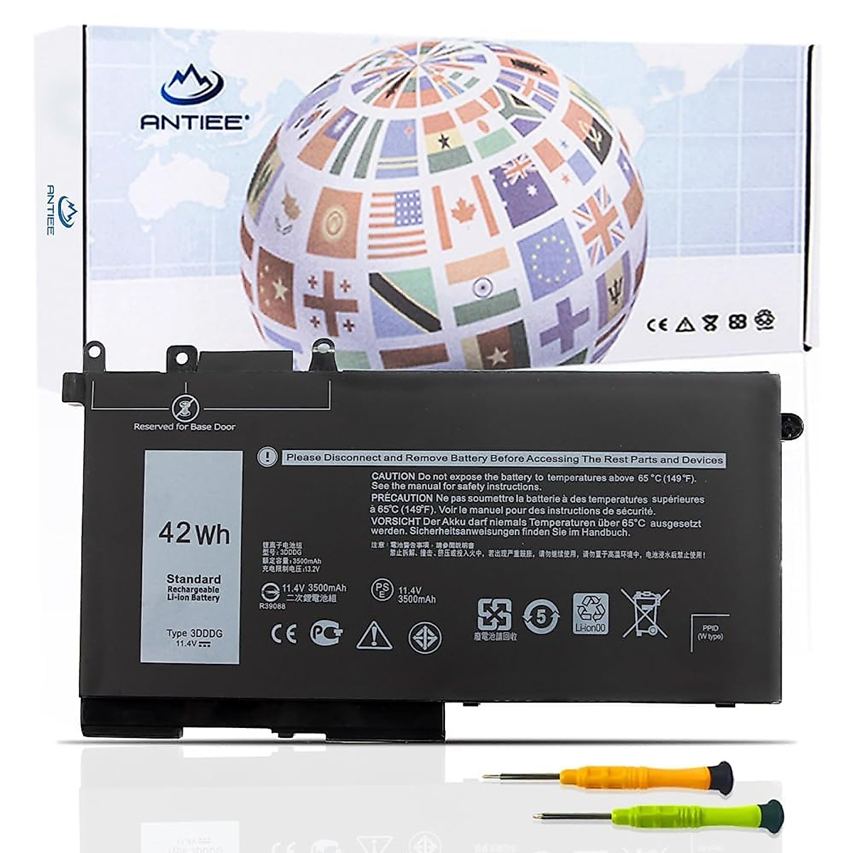 ANTIEE 42Wh 3DDDG Laptop Battery for Dell Latitude 5280 5288 5290 5480 5488 5490 5491 5495 5580 5590 E5280 E5480 E5580 E5490 E5590 Precision 3520 3530 Series 3VC9Y 049XH 45N3J 080JT9 RRJDX 11.4V 3Cell