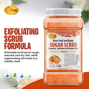 SPA REDI - Sugar Body Scrub, Mandarin, 128 Oz, Exfoliating, Moisturizing, Hydrating and Nourishing, Glow, Polish, Smooth and Fresh Skin - Body Exfoliator